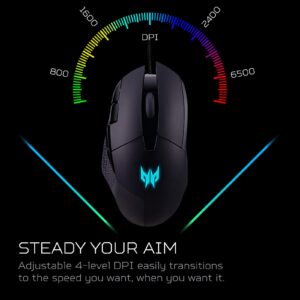 Acer Predator Cestus 315 Gaming Mouse with PixArt Sensor, Adjustable DPI & 8 Buttons Including Burst Fire