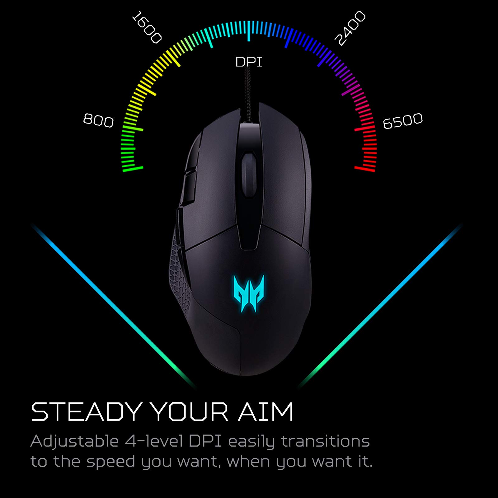 Acer Predator Cestus 315 Gaming Mouse with PixArt Sensor, Adjustable DPI & 8 Buttons Including Burst Fire