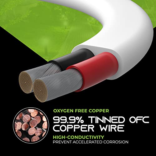 GearIT 14/2 Marine Wire (100 Feet) 14AWG Gauge - Tinned OFC Copper/Marine Grade Speaker Cable/Duplex / 2 Conductors - OFC Oxygen-Free Copper, White 100ft