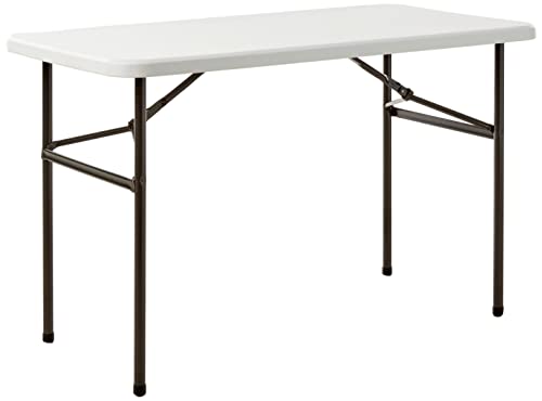 COSCO 4 ft. Straight Folding Utility Table, White, Indoor & Outdoor, Portable Desk, Camping, Tailgating, & Crafting Table