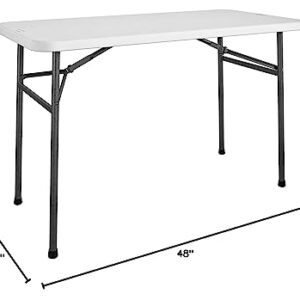 COSCO 4 ft. Straight Folding Utility Table, White, Indoor & Outdoor, Portable Desk, Camping, Tailgating, & Crafting Table