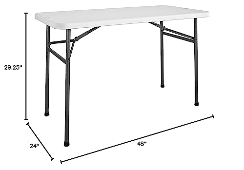 COSCO 4 ft. Straight Folding Utility Table, White, Indoor & Outdoor, Portable Desk, Camping, Tailgating, & Crafting Table