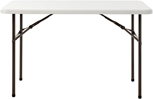 COSCO 4 ft. Straight Folding Utility Table, White, Indoor & Outdoor, Portable Desk, Camping, Tailgating, & Crafting Table