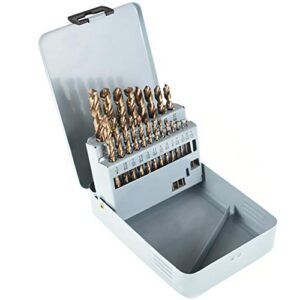 findmall 21pcs drill bit set cobalt drill bit set m35 high speed steel drill bits 1/16"-3/8" with metal storage case