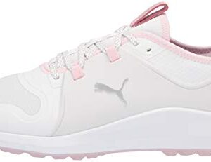 PUMA Women's Ignite Fasten8 Golf Shoe, White Silver-Pink Lady, 7.5