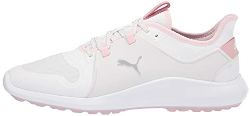 PUMA Women's Ignite Fasten8 Golf Shoe, White Silver-Pink Lady, 7.5