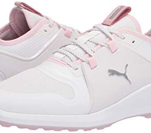 PUMA Women's Ignite Fasten8 Golf Shoe, White Silver-Pink Lady, 7.5