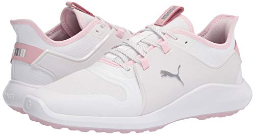 PUMA Women's Ignite Fasten8 Golf Shoe, White Silver-Pink Lady, 7.5