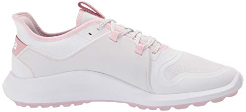 PUMA Women's Ignite Fasten8 Golf Shoe, White Silver-Pink Lady, 7.5