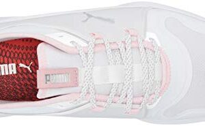 PUMA Women's Ignite Fasten8 Golf Shoe, White Silver-Pink Lady, 7.5