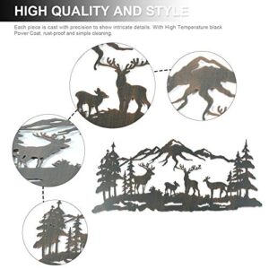 wasunyde Metal Deer Wall Decor Wall Art Forest Rustic Hanging for Cabin Decor Living Room, Bedroom, Bathroom Indoor Outdoor, Rustic Metal Wall Deer Hanging Kit