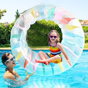 alladinbox inflatable roller float, 40" colorful water wheel, swimming pool rainbow roller toy for kids and adults outdoors, recommended age 3 years+