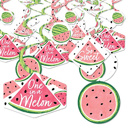 Big Dot of Happiness Sweet Watermelon - Fruit Party Hanging Decor - Party Decoration Swirls - Set of 40