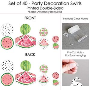 Big Dot of Happiness Sweet Watermelon - Fruit Party Hanging Decor - Party Decoration Swirls - Set of 40