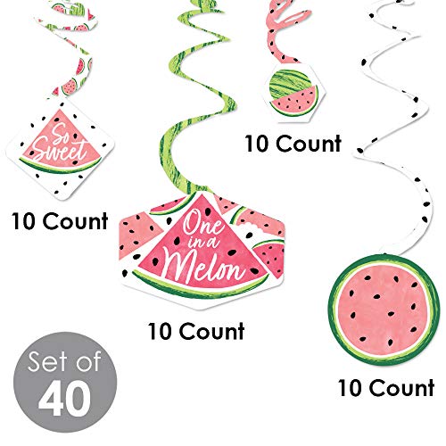 Big Dot of Happiness Sweet Watermelon - Fruit Party Hanging Decor - Party Decoration Swirls - Set of 40