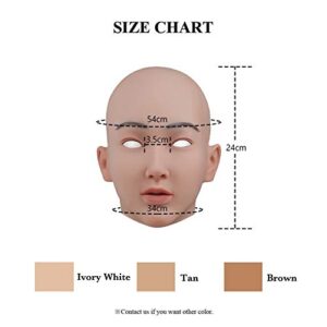 YRZGSAWJ Soft Silicone Headgear Female Full Face Can Make up Mask for Crossdresser Transgender Cosplay Mask (tan)