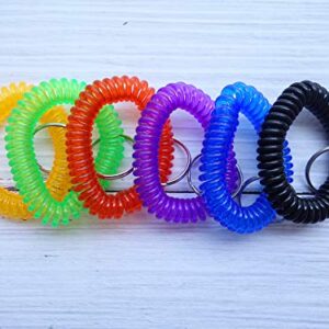 Smanzu 10 Pack Wrist Coil Keychain Wristband Key Holder Stretchable Spiral Key Ring Bracelet for Pool Gym ID Badge(Mixed Color)