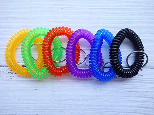 Smanzu 10 Pack Wrist Coil Keychain Wristband Key Holder Stretchable Spiral Key Ring Bracelet for Pool Gym ID Badge(Mixed Color)