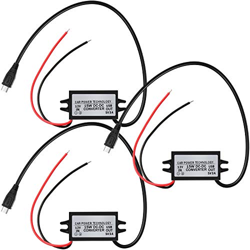 DC-DC Buck Converter Module 12V to 5V Micro USB Power Adapter Compatible with Ring Alarm Keypad (3 Pieces)