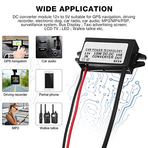 DC-DC Buck Converter Module 12V to 5V Micro USB Power Adapter Compatible with Ring Alarm Keypad (3 Pieces)