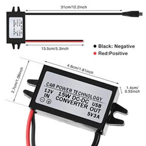 DC-DC Buck Converter Module 12V to 5V Micro USB Power Adapter Compatible with Ring Alarm Keypad (3 Pieces)