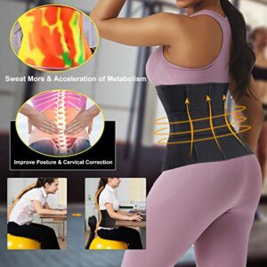 BIYHCUY Women Waist Trainer Belt Tummy Control Workout Waist Cincher Sauna Sweat Girdle Sport Waist Trimmer Slim Belly Band (Small, Black)