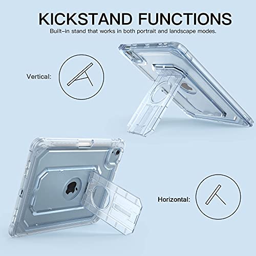 Cantis Clear Case for iPad Air 5th Generation/Air 4th Generation 10.9 Inch 2022/2020, Built-in Screen Protector & Pencil Holder Dual Layer Shockproof, Kickstand, Clear