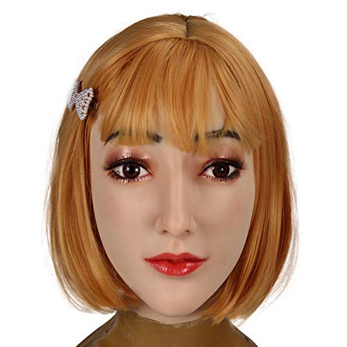 YIQI Silicone Realistic Male to Female Silicone Head Mask for Crossdresser Transgender Handmade Costumes (Ivory White)