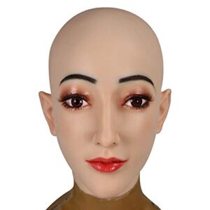 YIQI Silicone Realistic Male to Female Silicone Head Mask for Crossdresser Transgender Handmade Costumes (Ivory White)