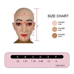 YIQI Silicone Realistic Male to Female Silicone Head Mask for Crossdresser Transgender Handmade Costumes (Ivory White)