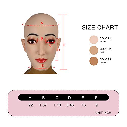 YIQI Silicone Realistic Male to Female Silicone Head Mask for Crossdresser Transgender Handmade Costumes (Ivory White)