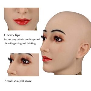 YIQI Silicone Realistic Male to Female Silicone Head Mask for Crossdresser Transgender Handmade Costumes (Ivory White)