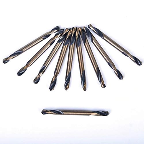 Bestol 10pcs/set Practical Steel M35 Cobalt Twist Drill Bit 1/8" 11/64" 13/64" Double Ended Cobalt M35 Drill Bit Set Wood Metal Drilling (3.2mm(1/8") Double Ended)