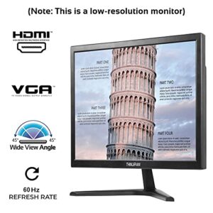 Thinlerain PC Monitor 17-inch 4:3 LED Backlit Monitor 1280 X 1024, 60 Hz Refresh Rate, 5Ms Response Time, VESA Mountable, VGA, HDMI, TN Panel, Built-in Speakers