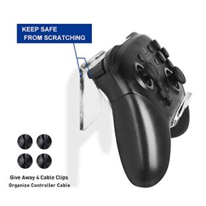 OAPRIRE Game Controller Wall Mount Holder Stand (4 Pack) for Xbox ONE PS4 PS5 STEAM Switch PC, Universal Gamepad Controller Accessories with 4 Cable Clips - Create Exclusive Game Fortresses - Clear