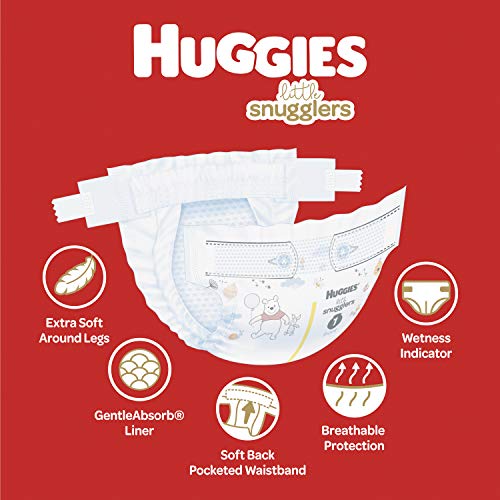 Newborn Baby Diapers (128ct) & Size 1 (198ct), Huggies Little Snugglers