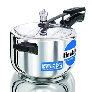 hawkins stainless steel induction compatible inner lid pressure cooker, 4 litre, silver (hss40)