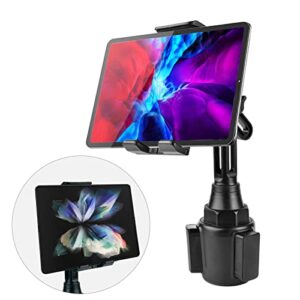 lopnord car cup holder tablet mount compatible with samsung galaxy z fold 4 3/flip 4 3/s22 ultra, cell phone and ipad stand for iphone 14 13 pro max ipad mini 6/5/galaxy tab s8, ipad holder for car