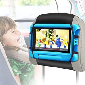 fangor car headrest mount holder, tablet holder for kids in back seats, anti-slip strap and holding net,angle-adjustable/fits all 7 inch to 12.9 inch tablets