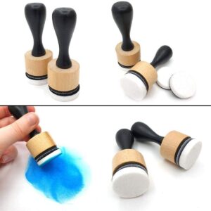 Pixiss Mini Ink Blending Tools, 2 Pack Round with 4 Replacement Foam Pads for Distressing, Blending and More