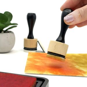 Pixiss Mini Ink Blending Tools, 2 Pack Round with 4 Replacement Foam Pads for Distressing, Blending and More