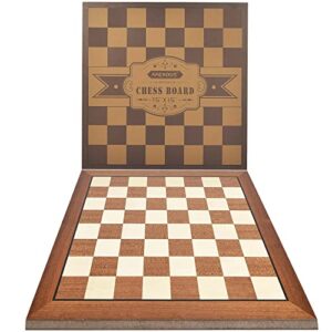 AMEROUS 15'' x 15'' Wooden Chess Board No Pieces , Professional Tournament Chessboard Only with Gift Package - Chess Rules, Portable Chess Board for Beginners, Kids, Adults