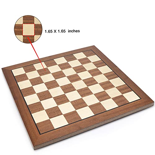 AMEROUS 15'' x 15'' Wooden Chess Board No Pieces , Professional Tournament Chessboard Only with Gift Package - Chess Rules, Portable Chess Board for Beginners, Kids, Adults