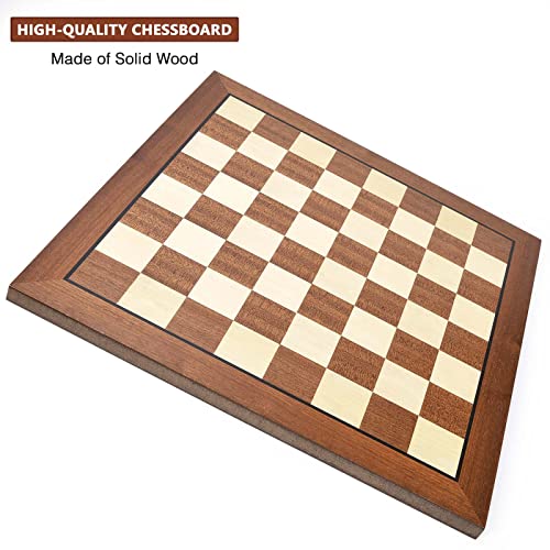 AMEROUS 15'' x 15'' Wooden Chess Board No Pieces , Professional Tournament Chessboard Only with Gift Package - Chess Rules, Portable Chess Board for Beginners, Kids, Adults