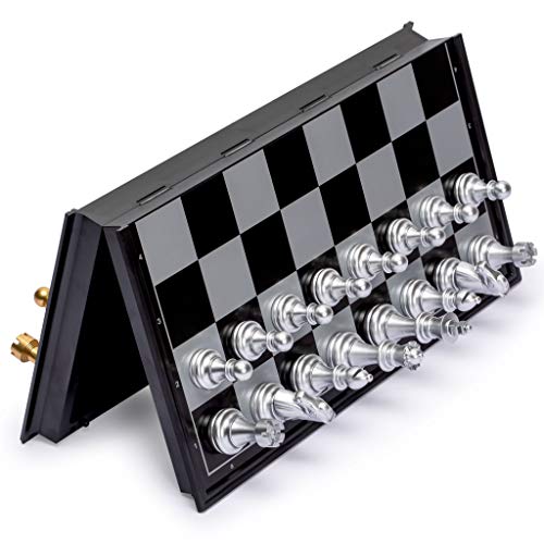 Yellow Mountain Imports Travel Magnetic Medium Chess Set (12.4 Inches) - Folding, Portable Board Game