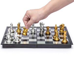 Yellow Mountain Imports Travel Magnetic Medium Chess Set (12.4 Inches) - Folding, Portable Board Game