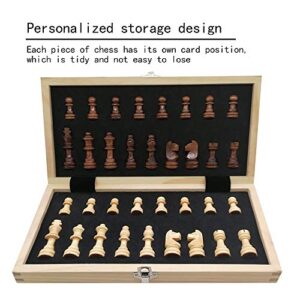 Wooden Magnetic Chess Set, YJZ 12” Chess Board Portable for Folding, Travel Chess Sets for Adults, Including Extra 2 Queens, Set with Storage Slot, Portable Birthday Gift for Children and Beginners