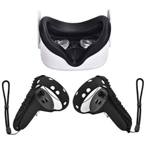 xiaoge controller accessories for oculus quest 2 with face cover combo, vr headset accessory sweatproof anti collision