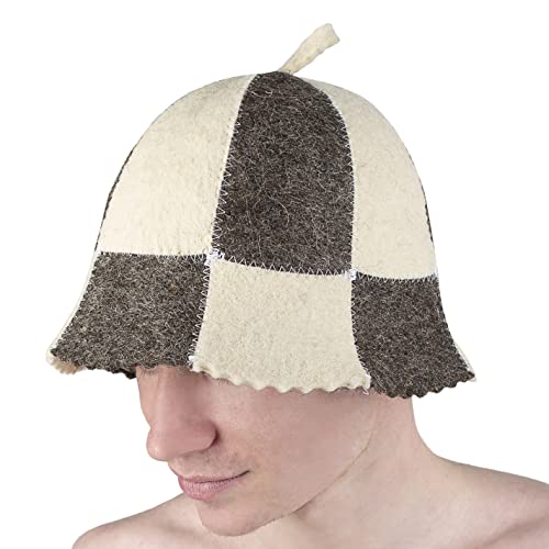 SHSH trade group Ukrainian Wool Sauna Hat Embroidered Cell - Sauna Hat Finnish - Ukraine Sauna Hat Wool - Russian Banya Hat for Men - Sauna Hat for Men - Sauna Hats Russian