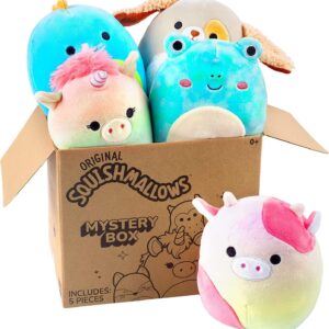 Squishmallow 5" Plush Mystery Box, 5-Pack - Assorted Set of Various Styles - Official Kellytoy - Cute and Soft Squishy Stuffed Animal Toy - Great Gift for Kids